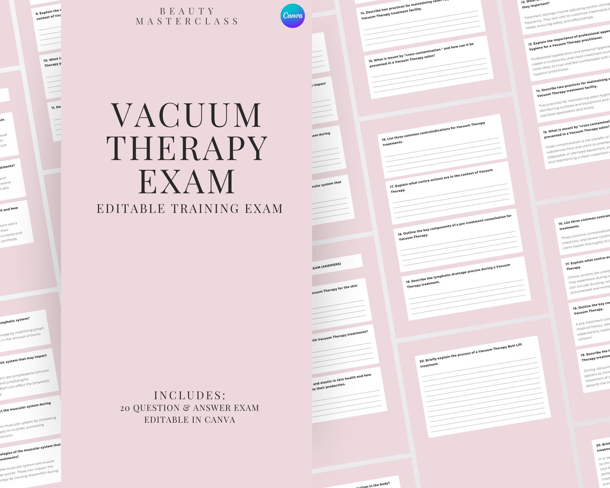Vacuum Therapy Exam for Certification 20 Questions and Answers Editable Beauty Training ...