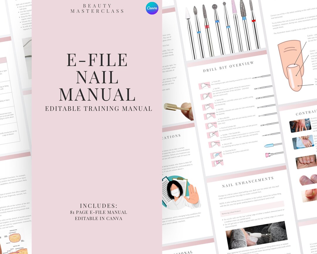 E-file Training Manual Editable E-file Nail Course for Nail Enhancement ...