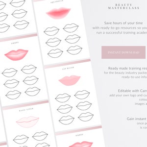 PMU Lip Blush Training Worksheets - | Editable Sheets for Trainers, Tattoo Lip Liner, Lip Blush ...