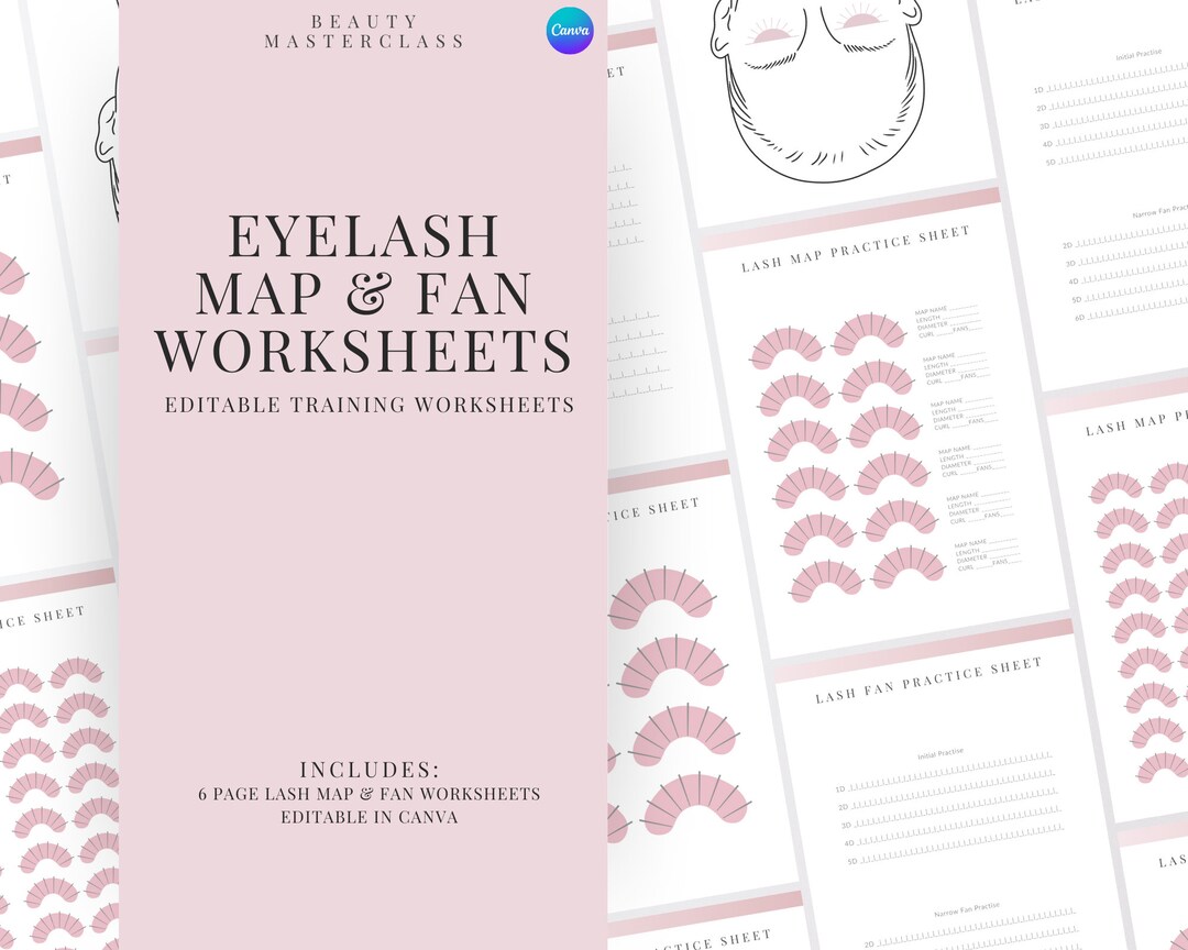 Lash Map & Fan Practice Worksheets | Eyelash Extension Training for ...