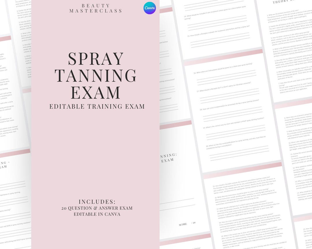 Spray Tanning Exam for Certification - 20 Questions and Answers ...