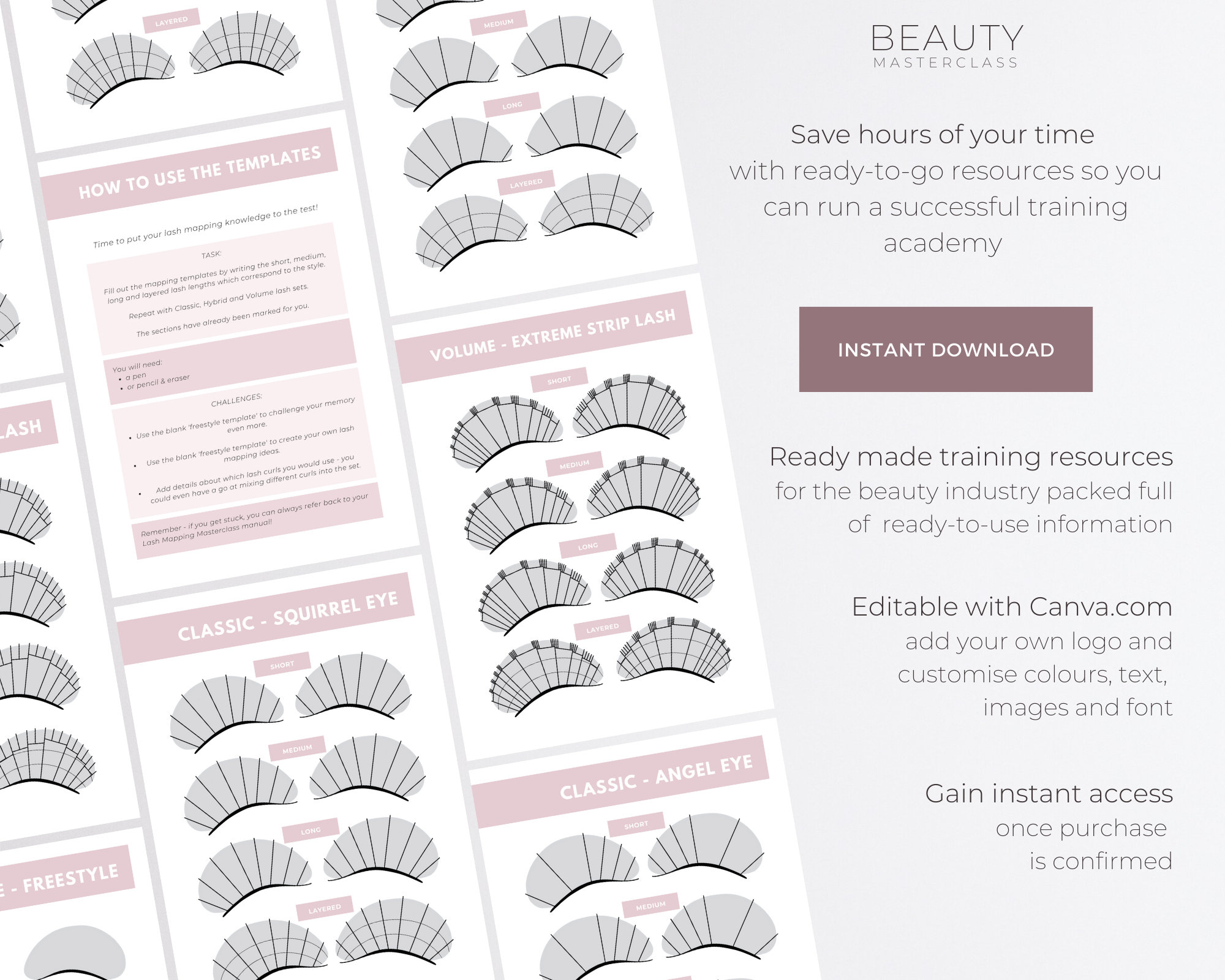 Lash Styling & Mapping Workbook Eyelash Extension Training for Lash ...