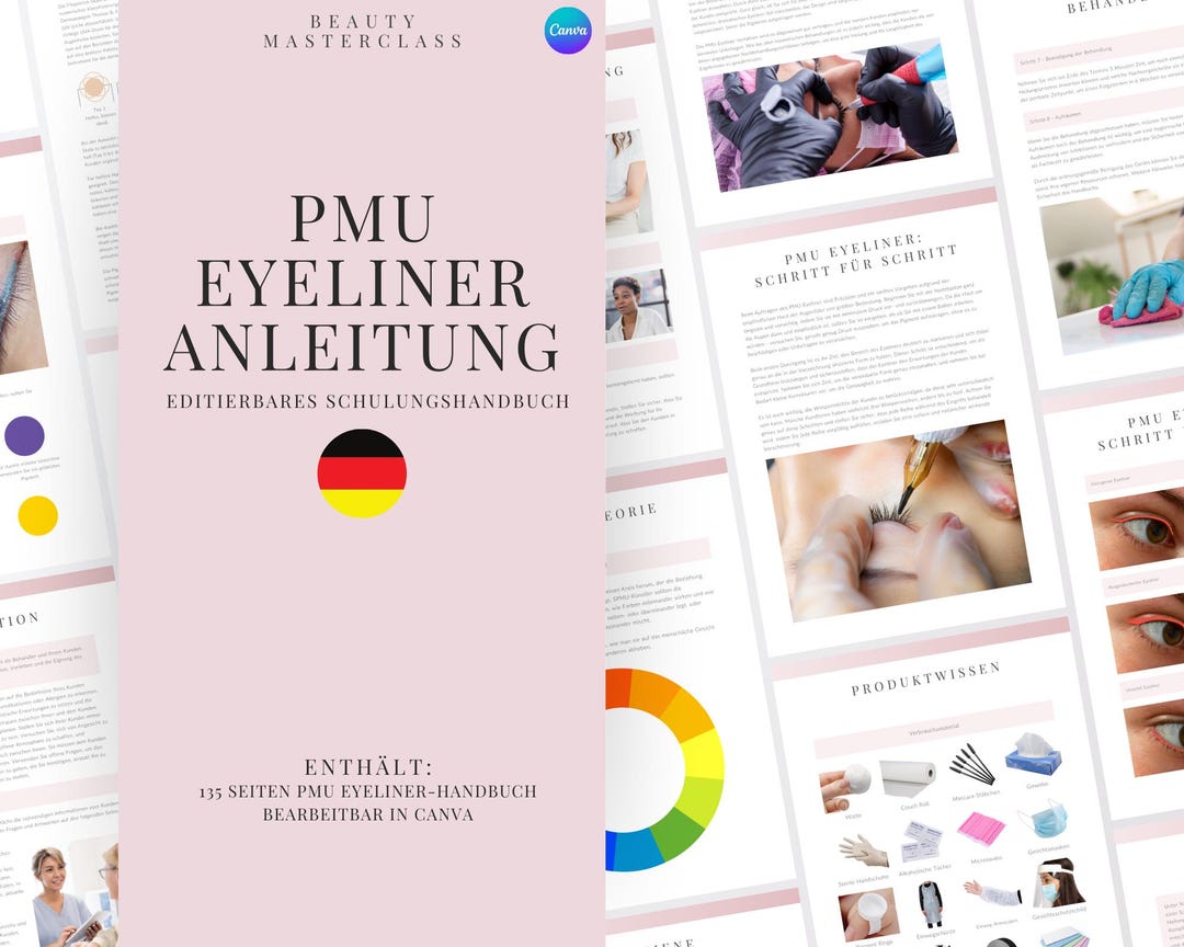 German PMU Eyeliner Training Manual | Editable Guide for Trainers ...