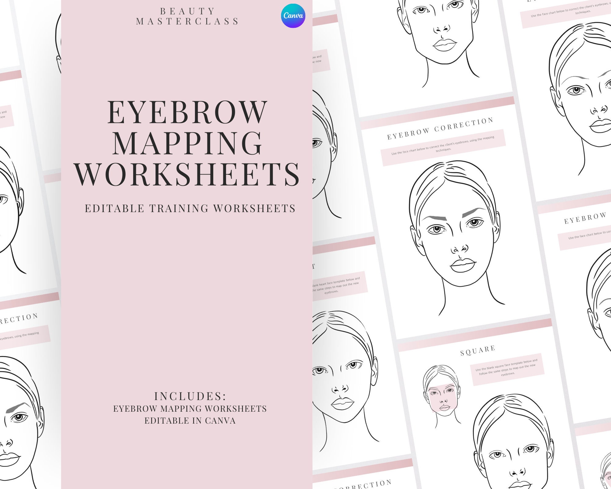 Eyebrow Mapping Worksheets Face Shapes & Brow Correction Advanced Brow ...