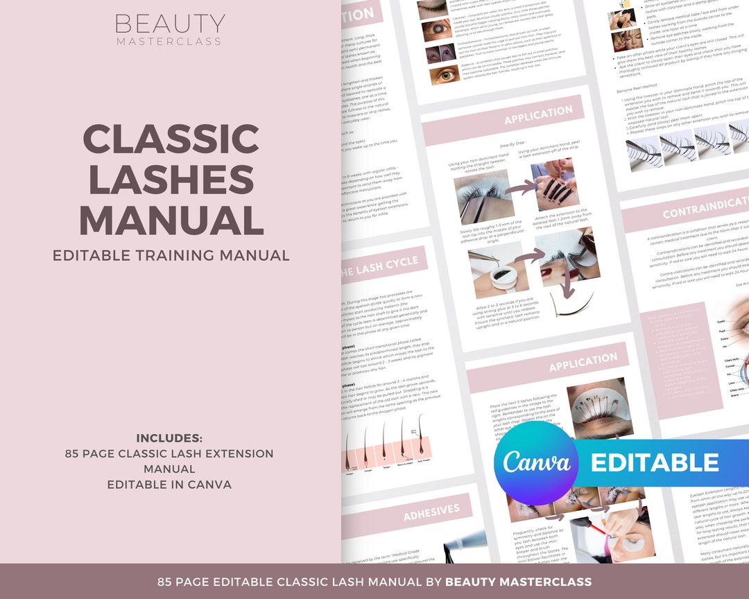 Classic Lash Extension Training Manual Editable Eyelash - Etsy UK