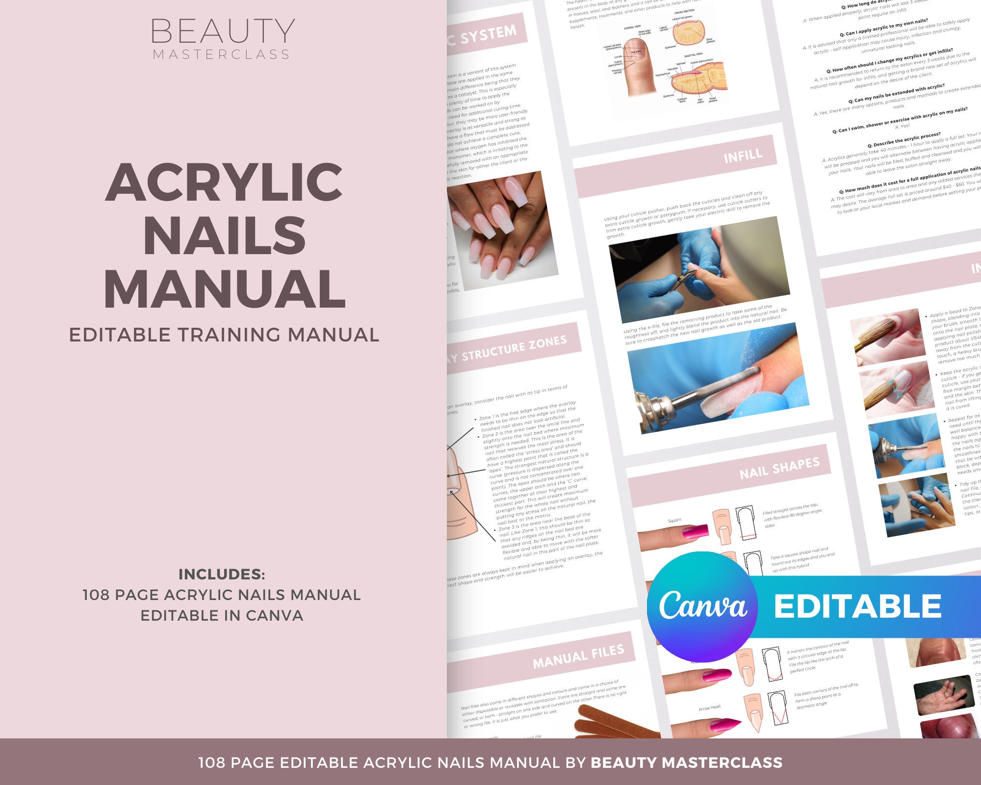 Acrylic Nails Editable Training Manual Editable Nail Course - Etsy