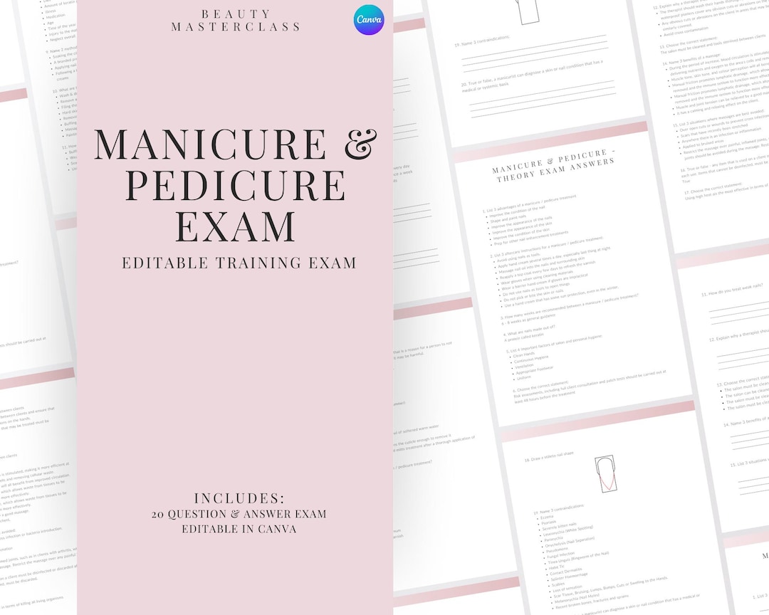 Manicure & Pedicure Theory Exam for Certification With Answers - 20 ...