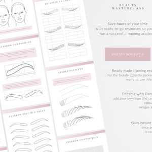 Nanobrows Training Worksheets | Eyebrow Mapping and Stroke Pattern ...