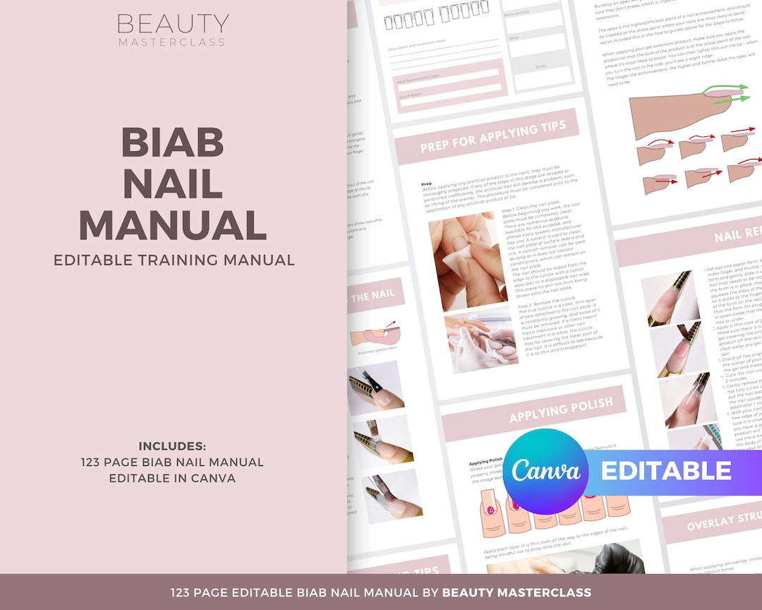 BIAB Nail Editable Training Manual BIAB Natural Overlay & - Etsy