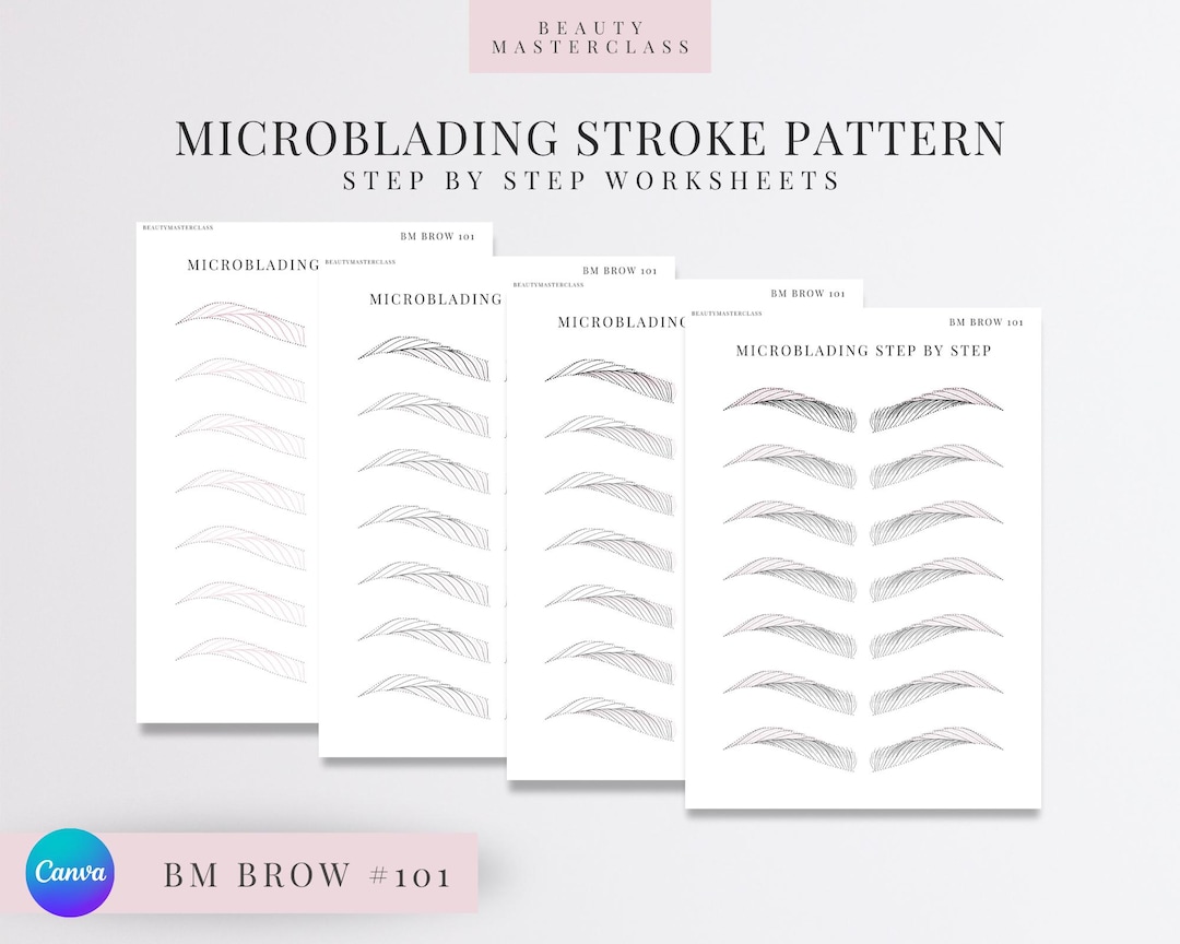 Bmbrow#101 Microblading Stroke Pattern Step by Step Practice Worksheets ...