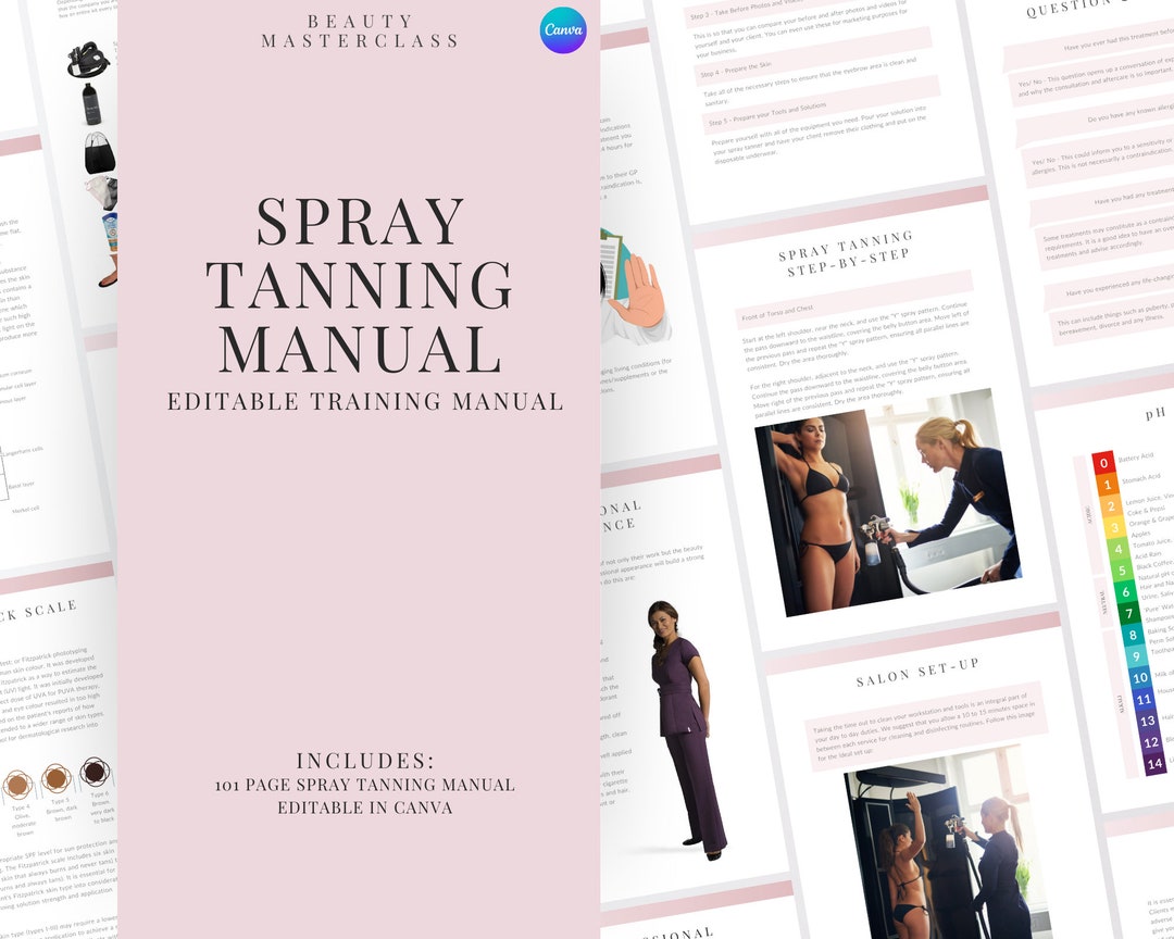 Spray Tan Editable Training Manual Spray Tanning Edit Canva Course ...