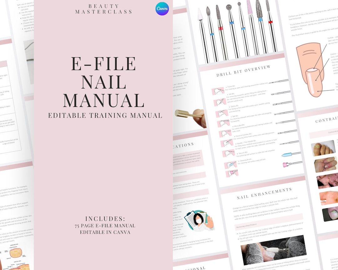E-file Training Manual | Editable E-file Nail Course for Nail ...