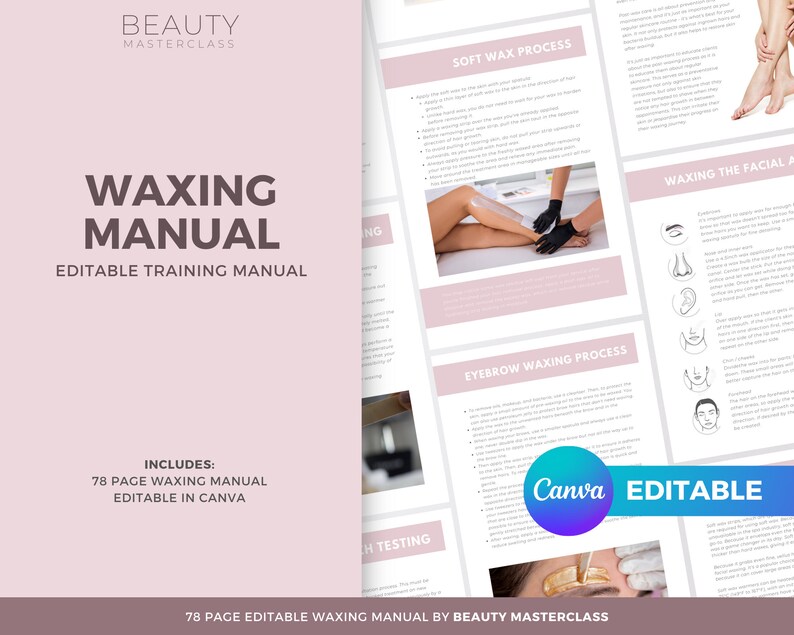 Waxing Training Manual Hard & Soft Wax Editable Course for - Etsy