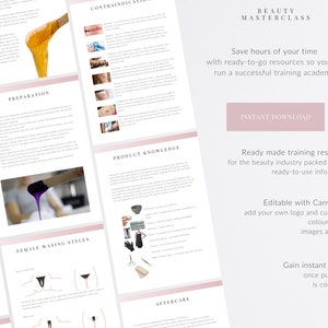 Intimate Waxing Editable Training Manual, Wax Guide, Wax Academy