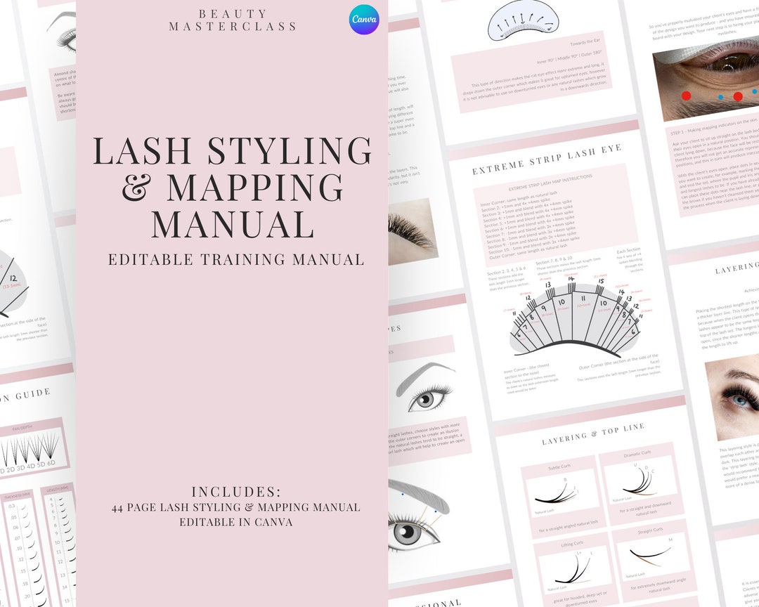 Lash Styling & Mapping Manual for Classic Hybrid and Volume Lash Extensions Editable Training ...