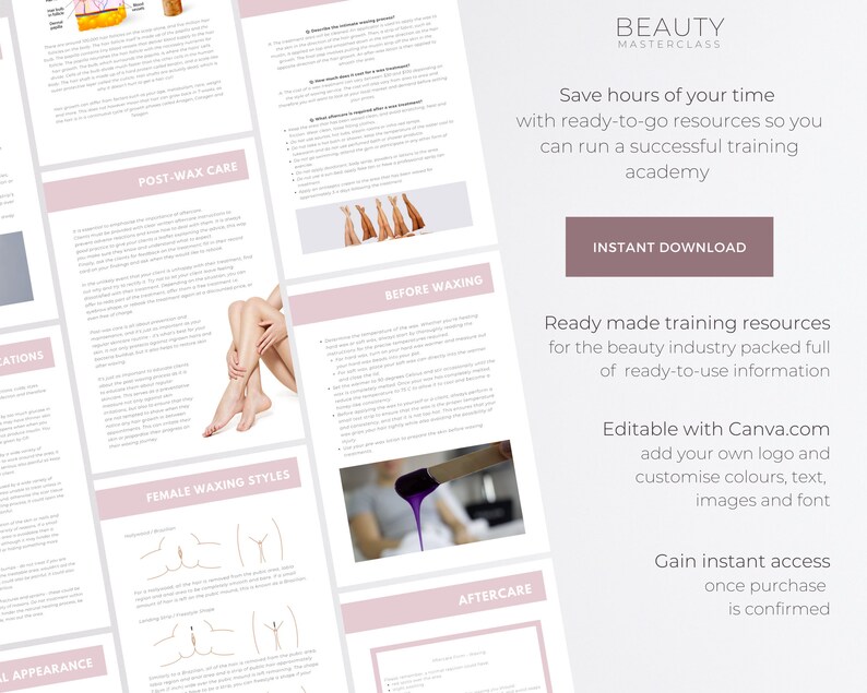 Intimate Waxing Editable Training Manual Wax Guide Wax - Etsy