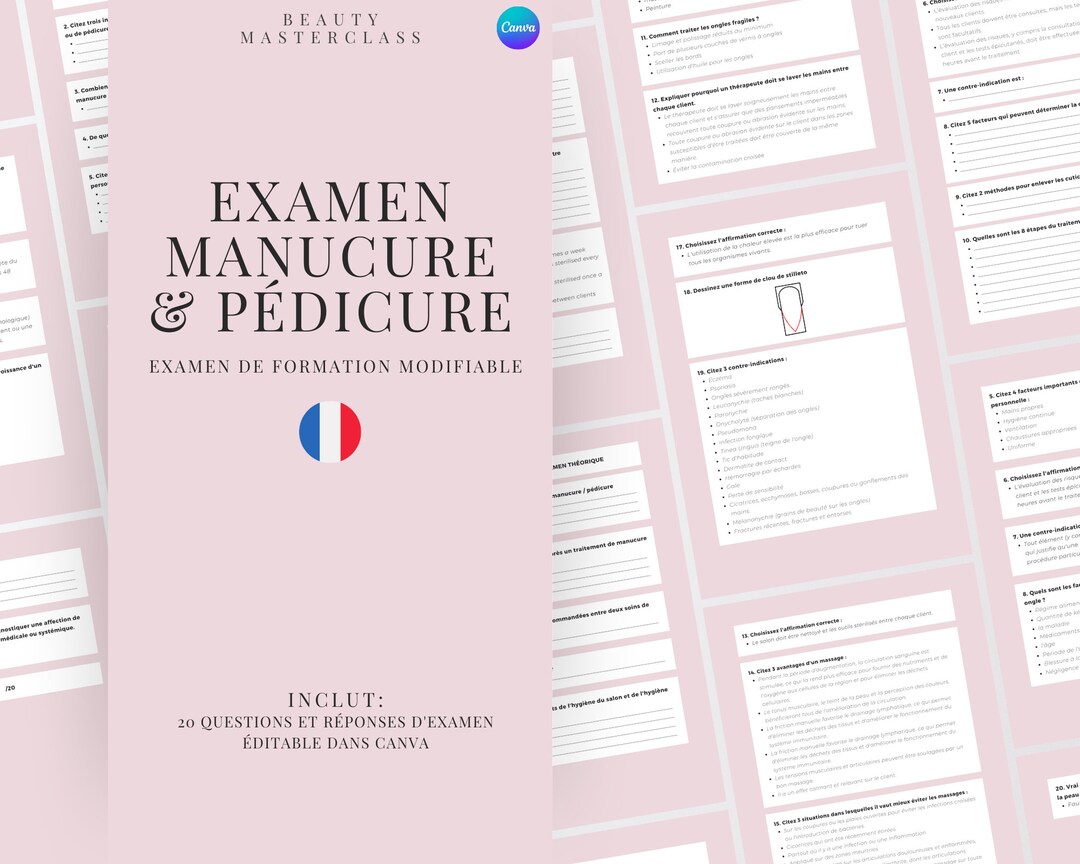 French Manicure & Pedicure Theory Exam for Certification With Answers ...