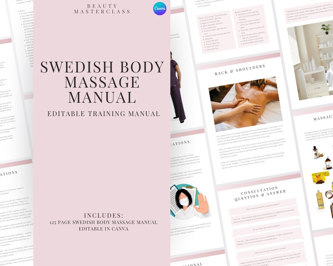 Swedish Body Training Manual Editable Swedish Massage and Anatomy ...