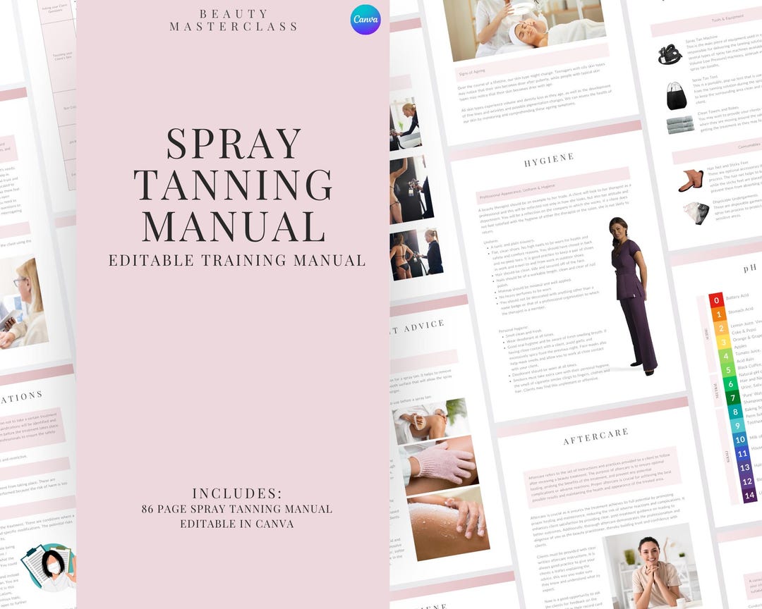 Spray Tan Editable Training Manual | Spray Tanning Edit Canva Course ...