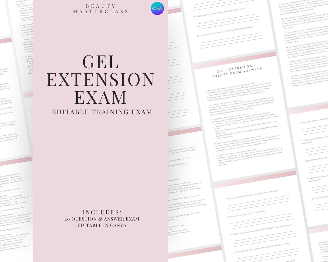 Gel Nail Extension Exam for Certification - 20 Questions and Answers | Editable Beauty Training ...
