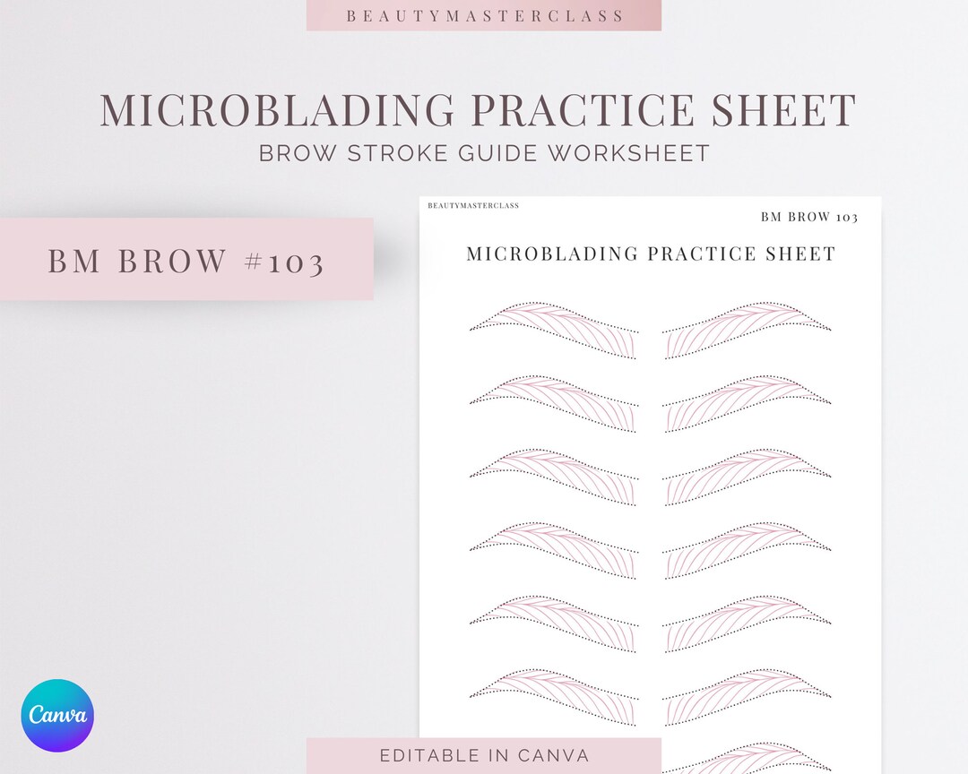 Bmbrow#103 Microblading Practice Worksheet | Editable Worksheet for SPMU Brow Trainers ...