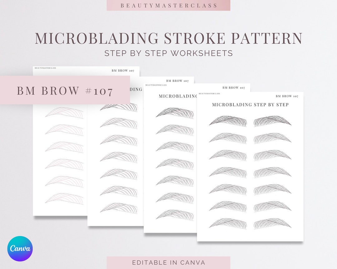 Bmbrow107 Microblading Stroke Pattern Step by Step Practice Worksheets ...
