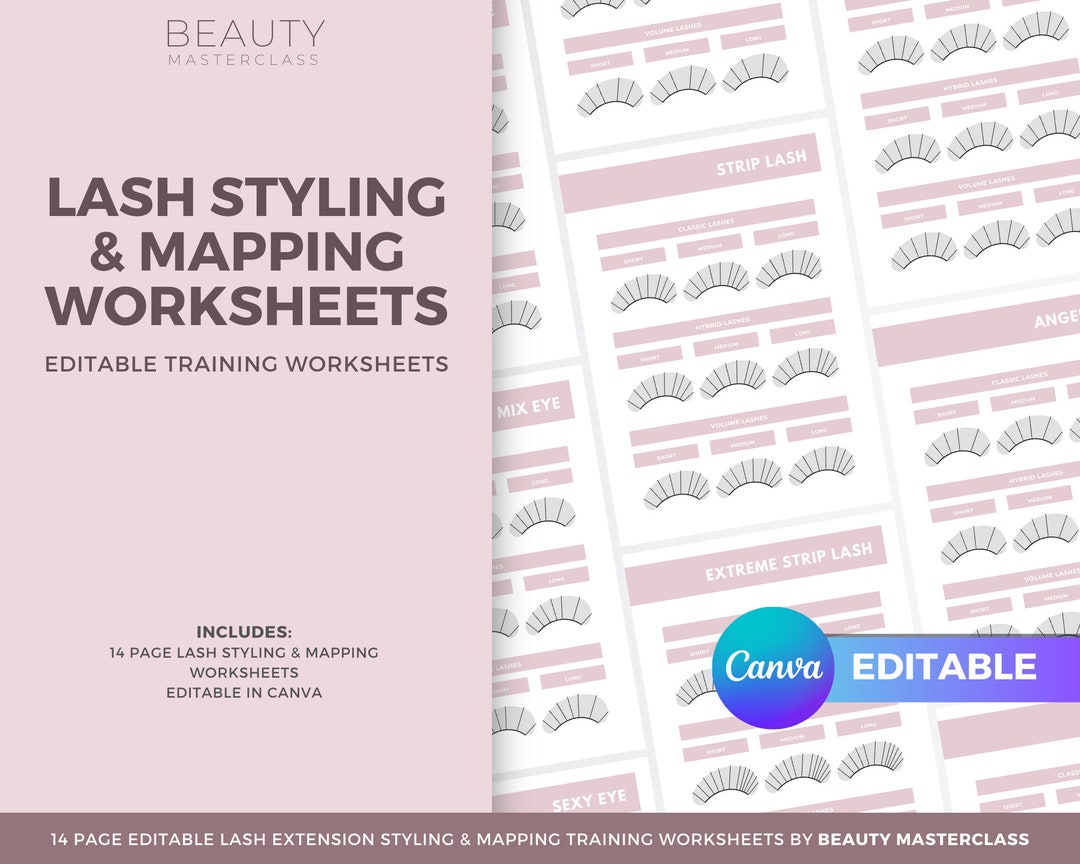 Lash Styling & Mapping Worksheets Eyelash Extension Training - Etsy