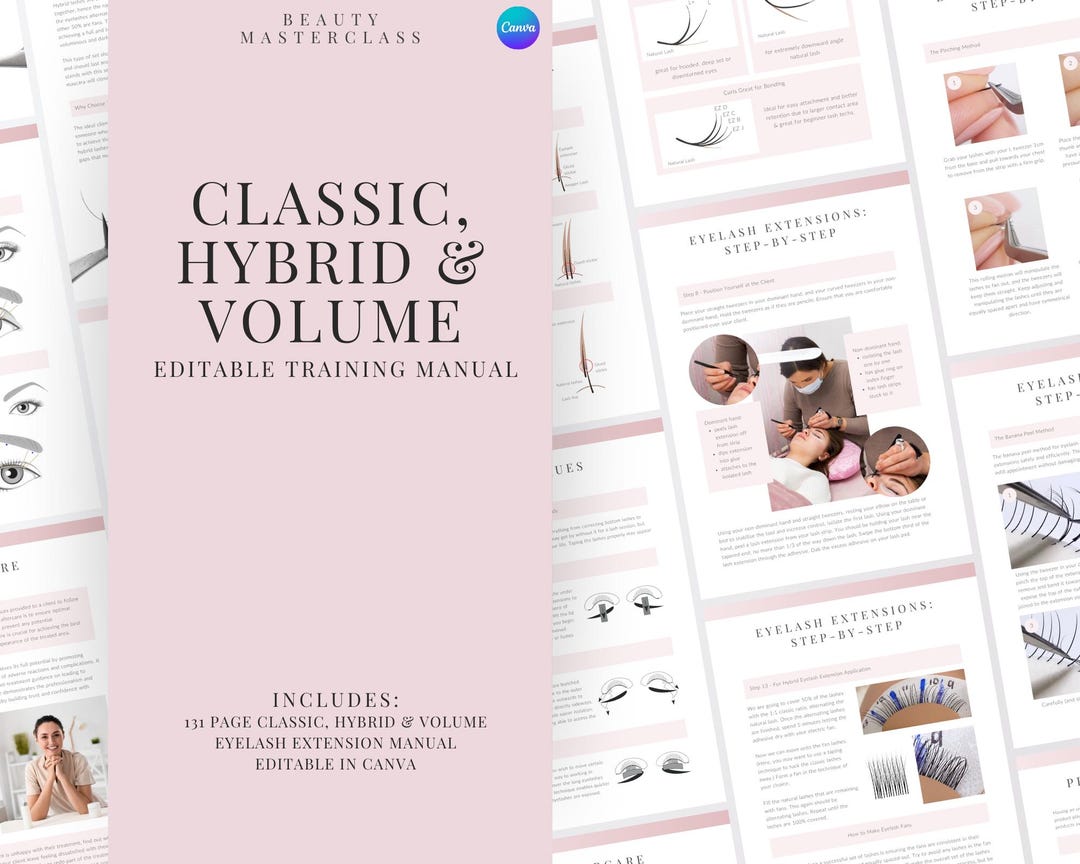 Classic, Hybrid & Volume Eyelash Extension Training Manual - Editable Lash Course for Eyelash ...