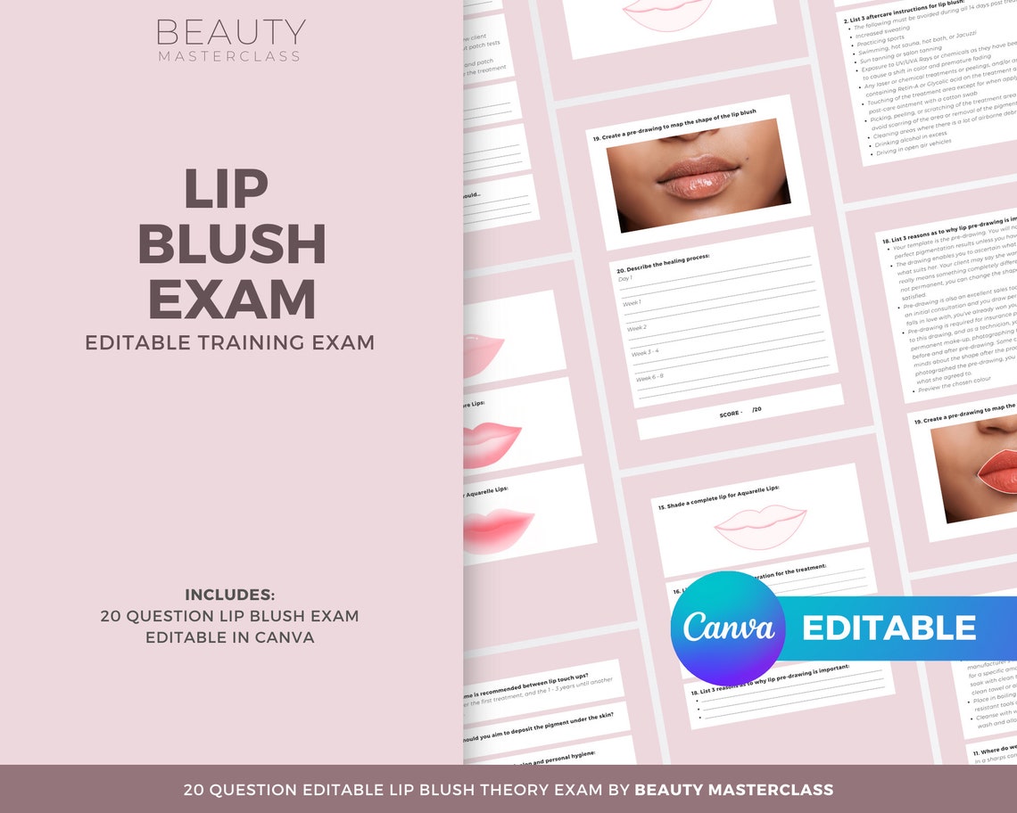 Lip Blush Theory Exam SPMU Lips Exam 20 Questions and - Etsy