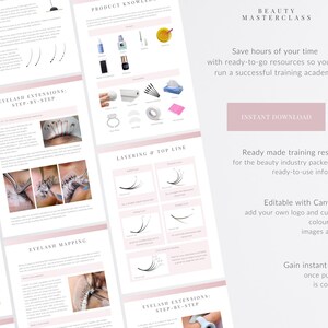 Classic Lash Extension Training Manual - Editable Eyelash Guide for ...