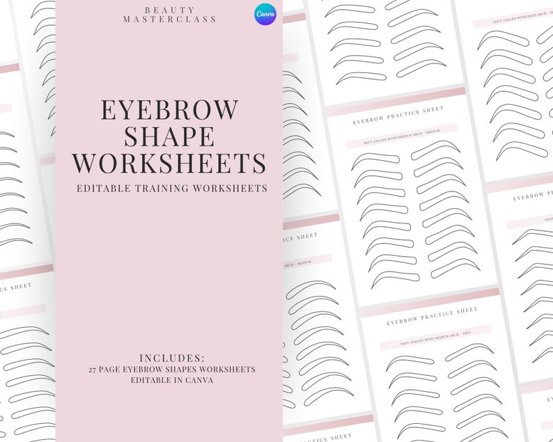 Eyebrow Outline Templates Workbook | 27 Eyebrow Shape Outlines ...