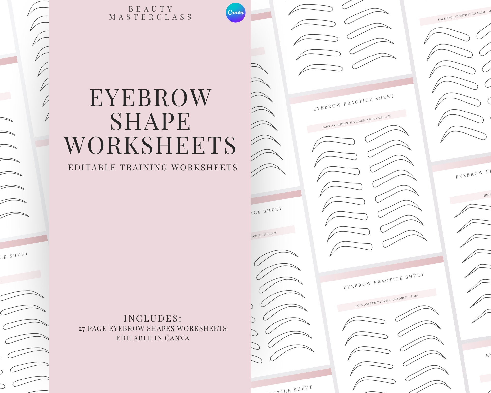 Eyebrow Outline Templates Workbook | 27 Eyebrow Shape Outlines ...