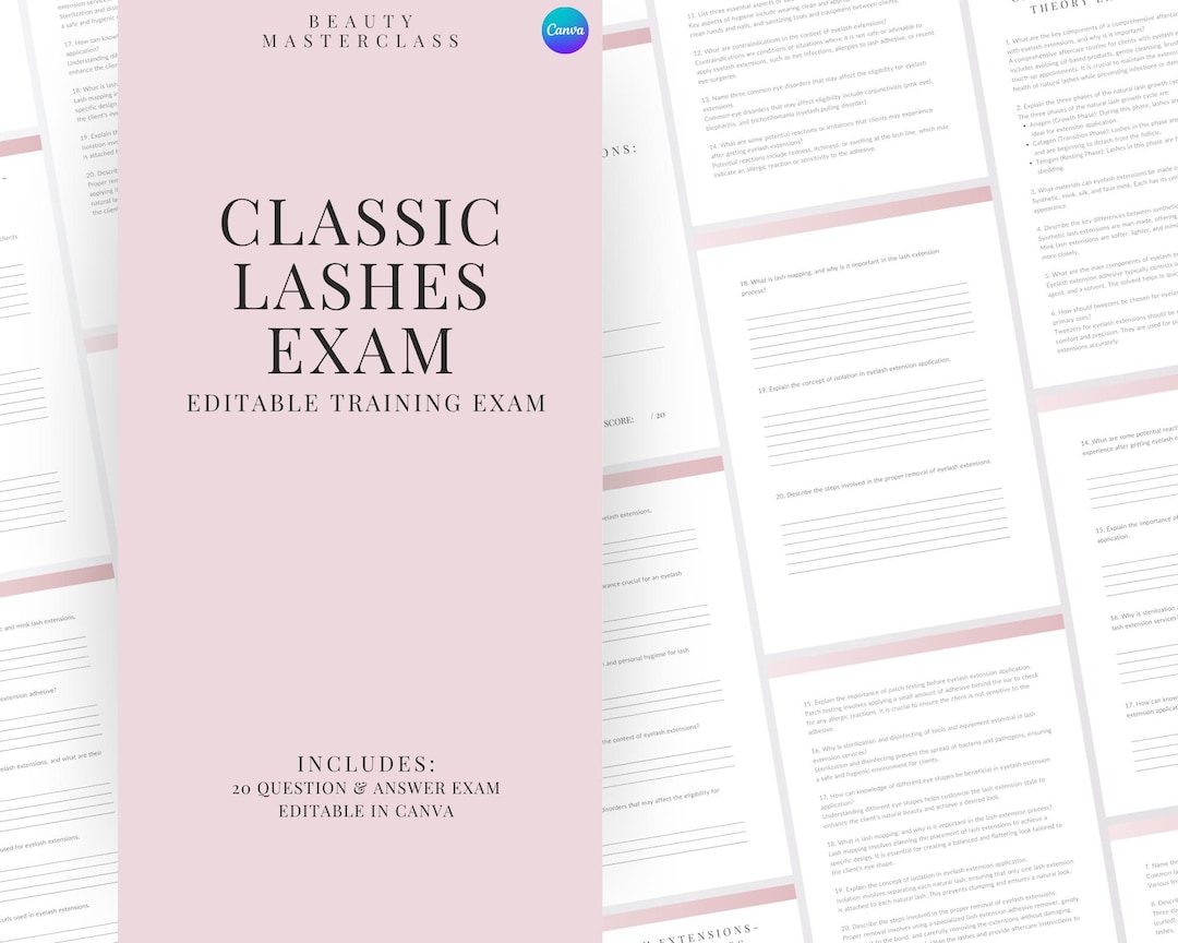 Classic Lash Extension Exam for Certification - 20 Questions and ...
