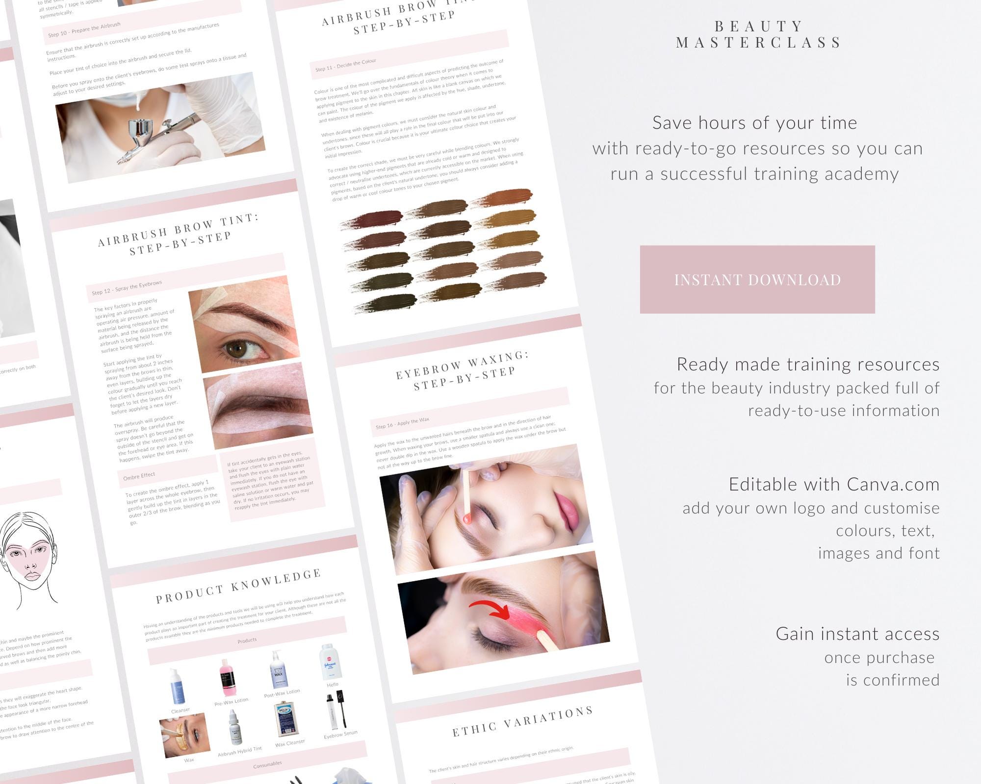 Airbrush Brow Tint Training Manual - Editable Course for Airbrush ...
