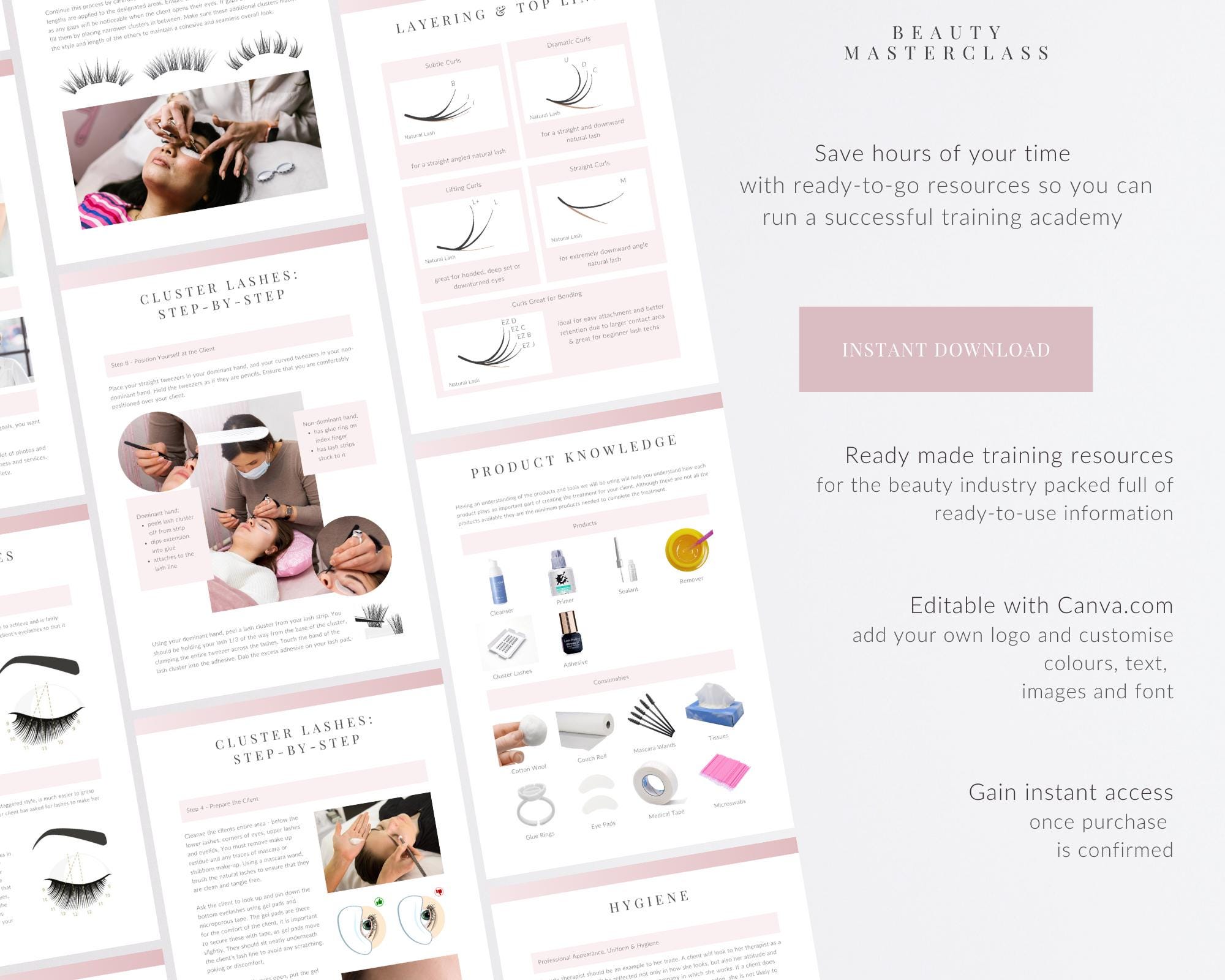 Cluster Lash Extension Training Manual - Editable Cluster Eyelash Guide ...