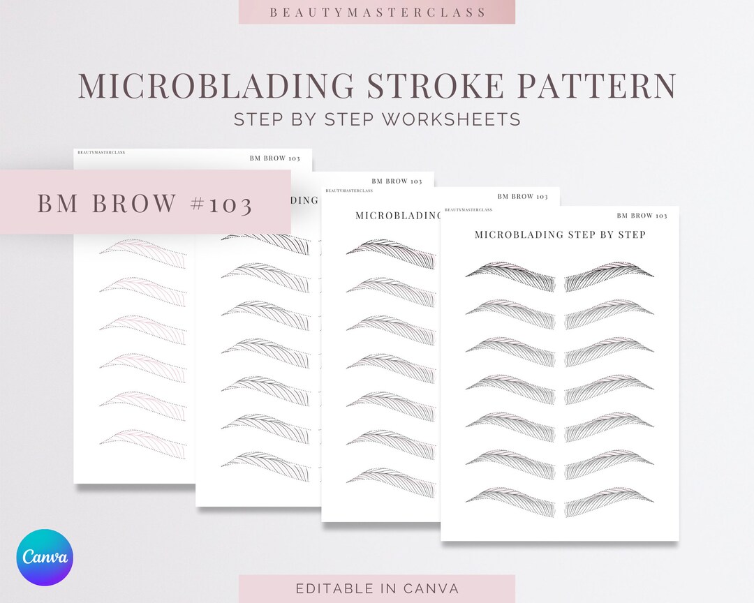 Bmbrow#103 Microblading Stroke Pattern Step by Step Practice Worksheets ...