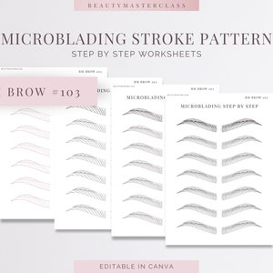 Bmbrow#103 Microblading Stroke Pattern Step by Step Practice Worksheets ...