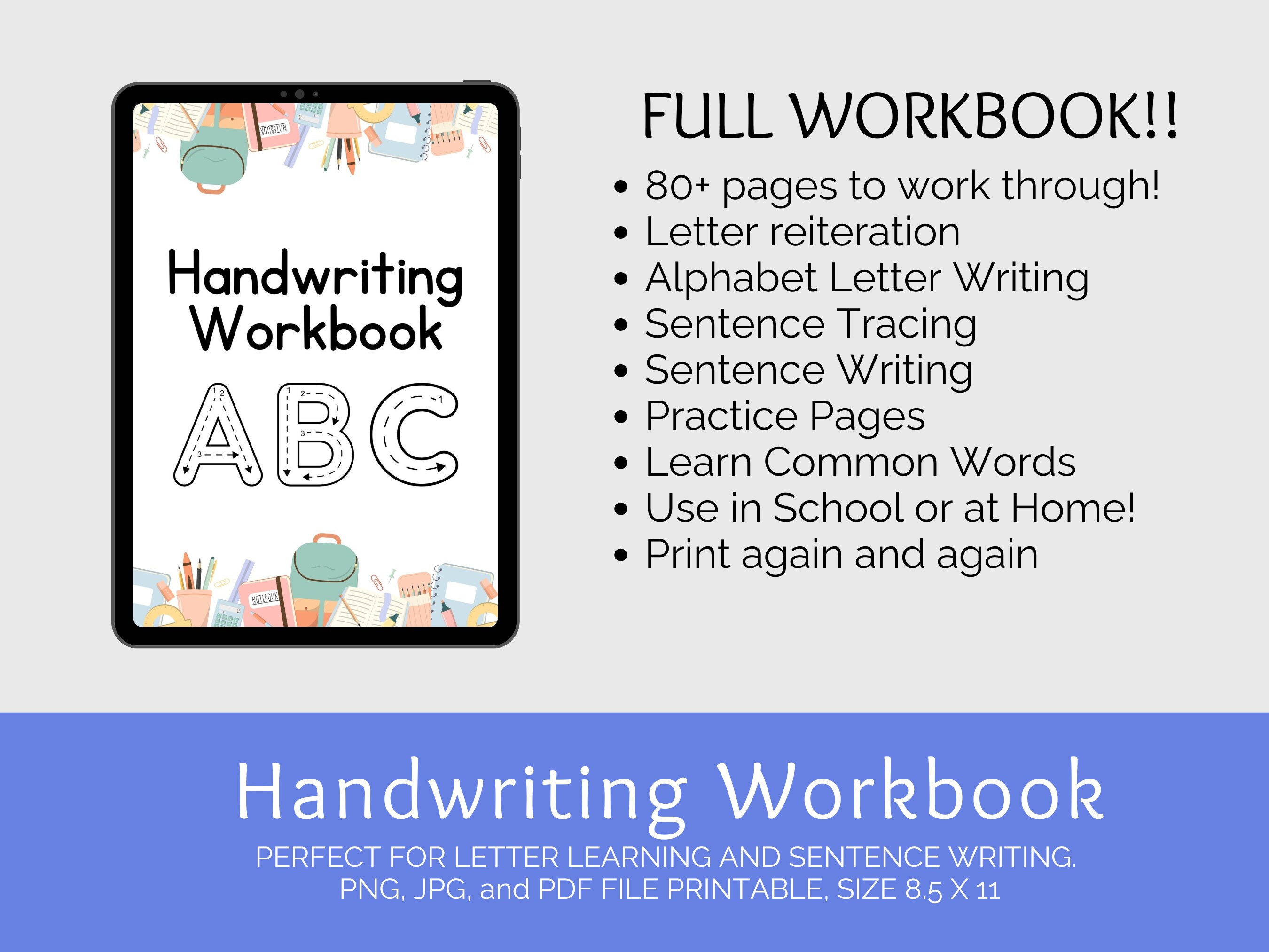 80+ Page Bundle Handwriting Workbook | Alphabet Trace and Write ...