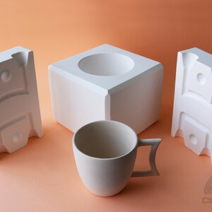 Handleless Cup Plaster Mold + 2 Handles Molds for Slip Casting, Casting ...