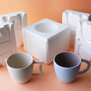 Handleless Cup Plaster Mold + 2 Handles Molds for Slip Casting, Casting ...