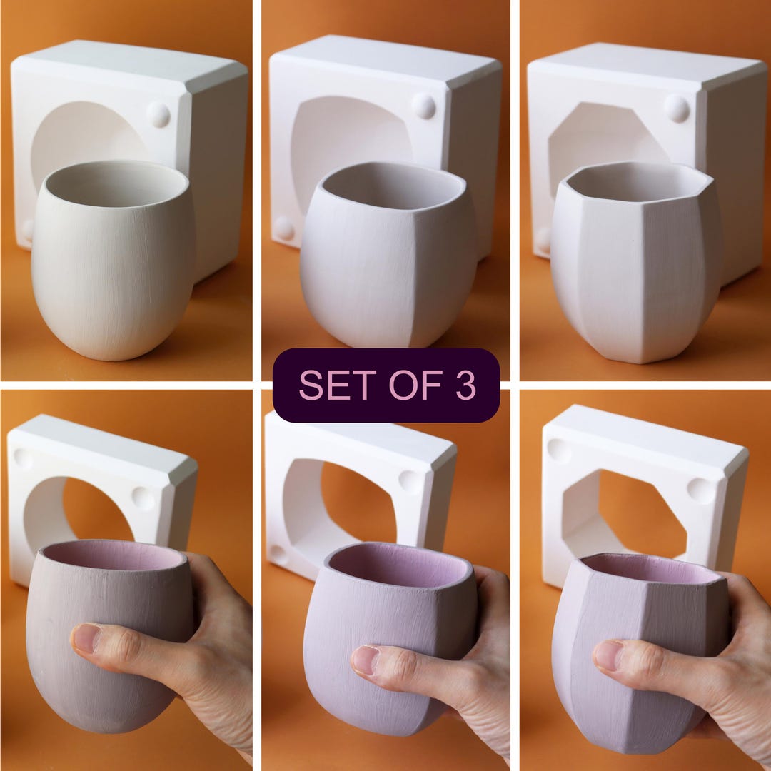 Handleless Cup Plaster Molds for Slip Casting, Casting Mold, Ceramic Mold - DC014 + DC016 ...