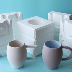 Handleless Cup Plaster Mold 2 Handles Molds for Slip Casting, Casting Mold, Ceramic Mold DC011 ...