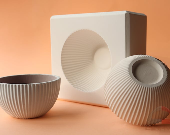 Bowl Plaster Mold in Vertical Stripes Shape for Slip Casting, Casting ...