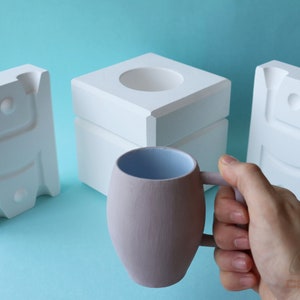 Handleless Cup Plaster Mold 2 Handles Molds for Slip Casting, Casting Mold, Ceramic Mold DC011 ...