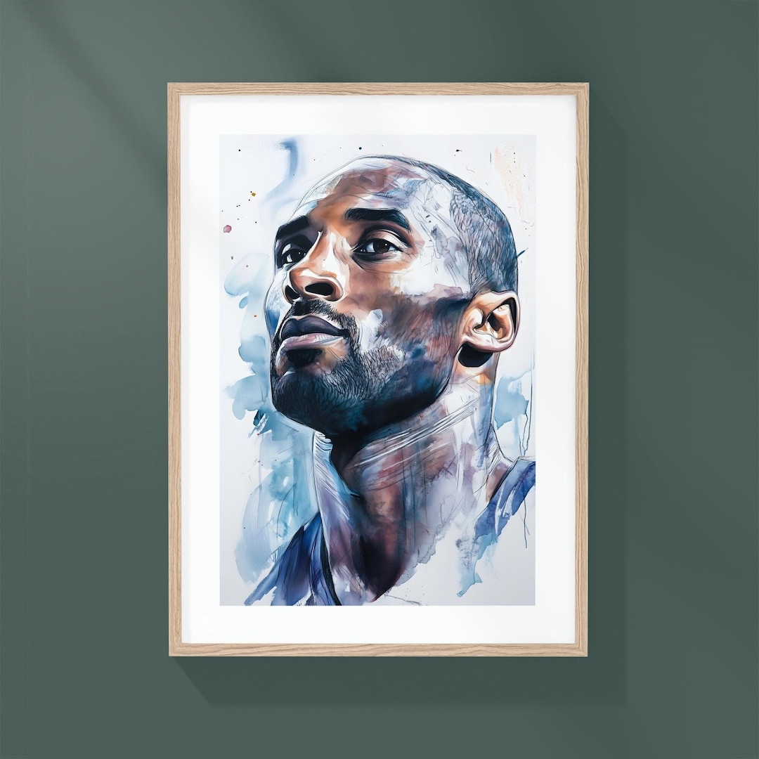 Kobe Bryant Portrait Art Print – Watercolor & Pen Original Abstract ...