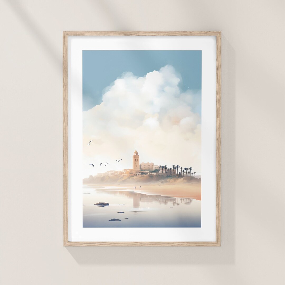 Casablanca Landscape, Morocco, Dar El-beida, Watercolor Art Print, West ...