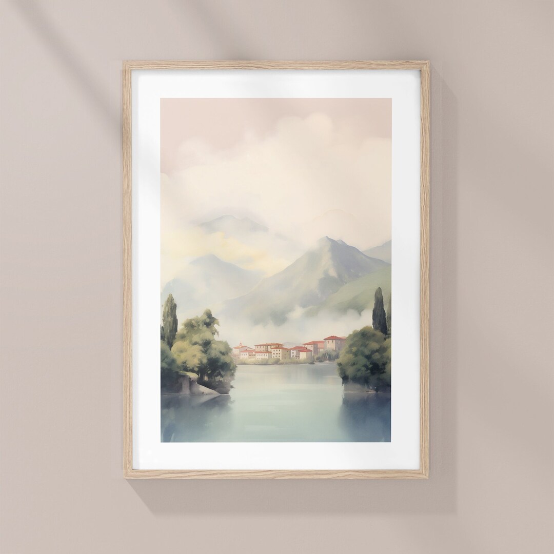 Lake Como, Lago Di Como, Lombardy, Watercolor Art Print, Italy ...