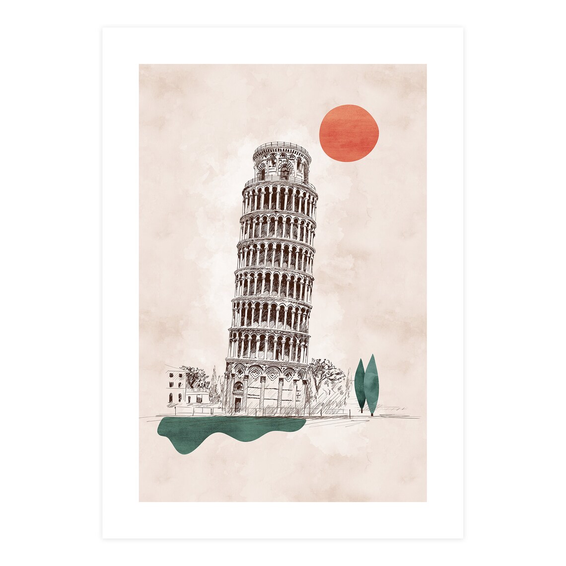 Pisa Leaning Tower of Pisa Travel Poster Italy Tuscany - Etsy
