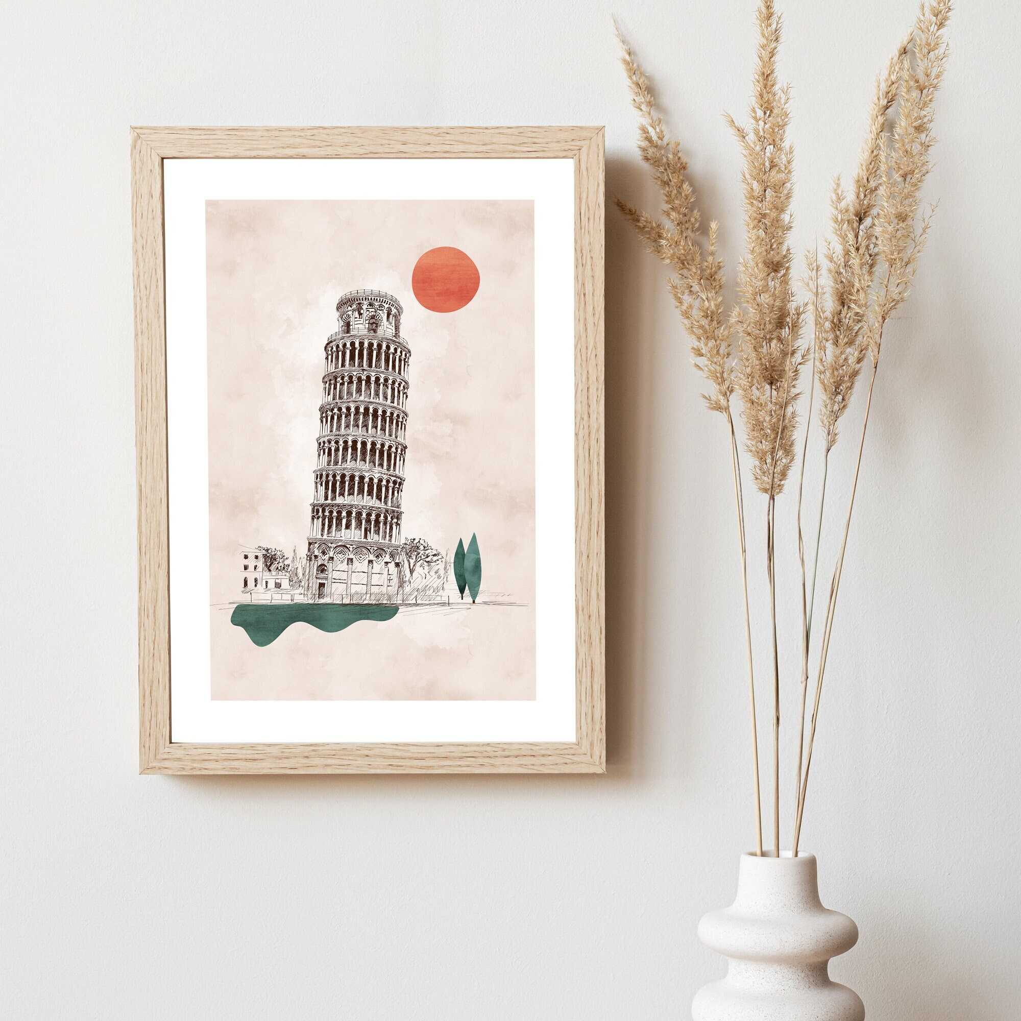 Pisa, Leaning Tower of Pisa, Travel Poster, Italy Tuscany, Fine Art ...