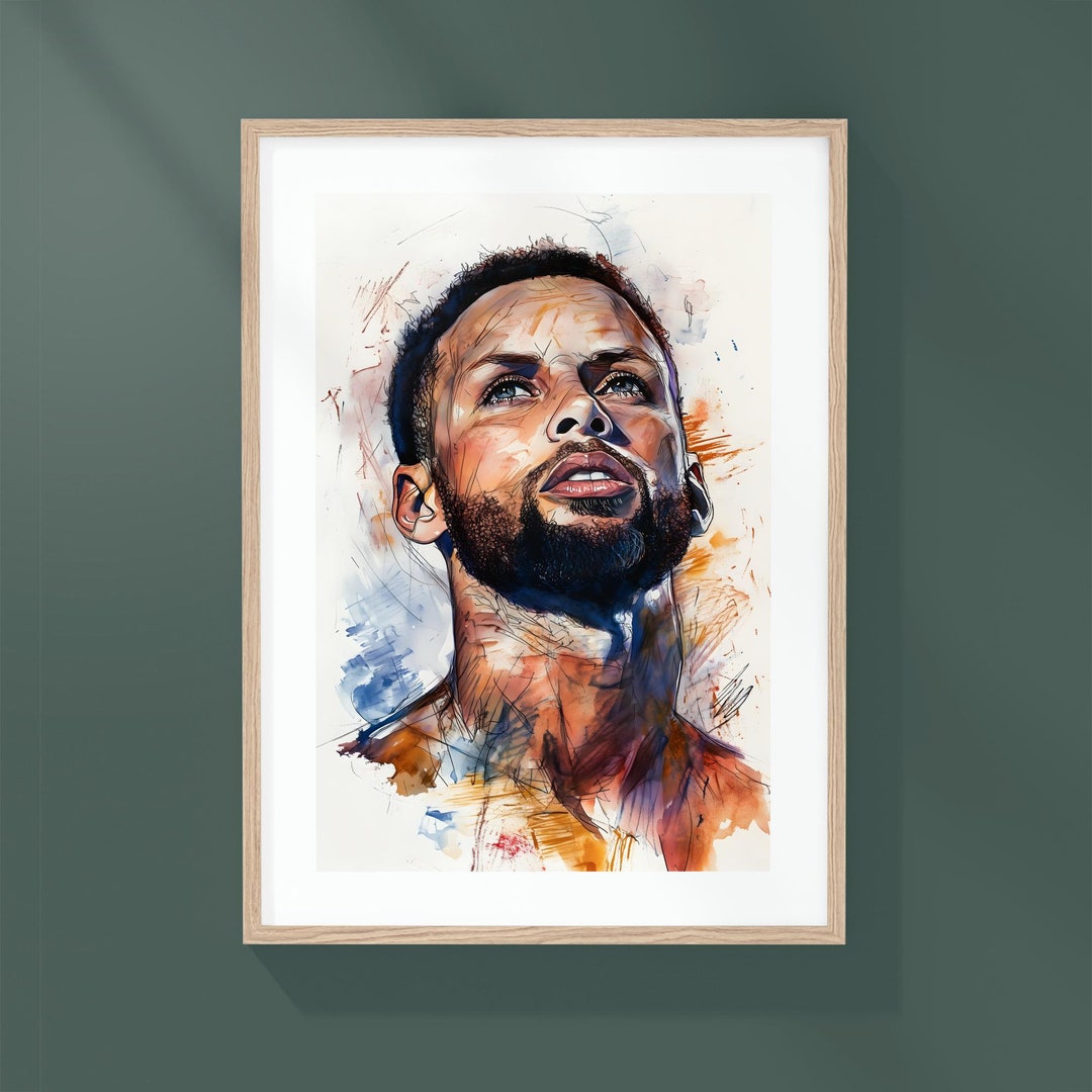 Steph Curry Portrait Art Print – Watercolor & Pen Original Abstract ...